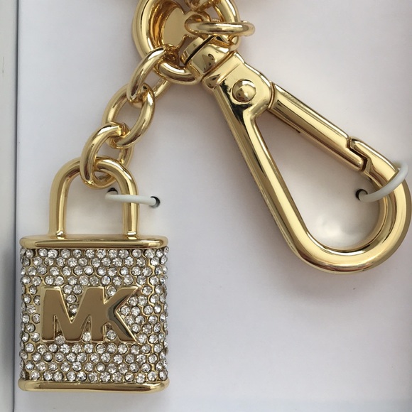Michael Kors | Accessories | Michael Kors Pave Lock Key Fob Keychain In Gold | Poshmark